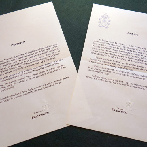Decree of Pope Francis confirming the use of the 1962 liturgical books ...